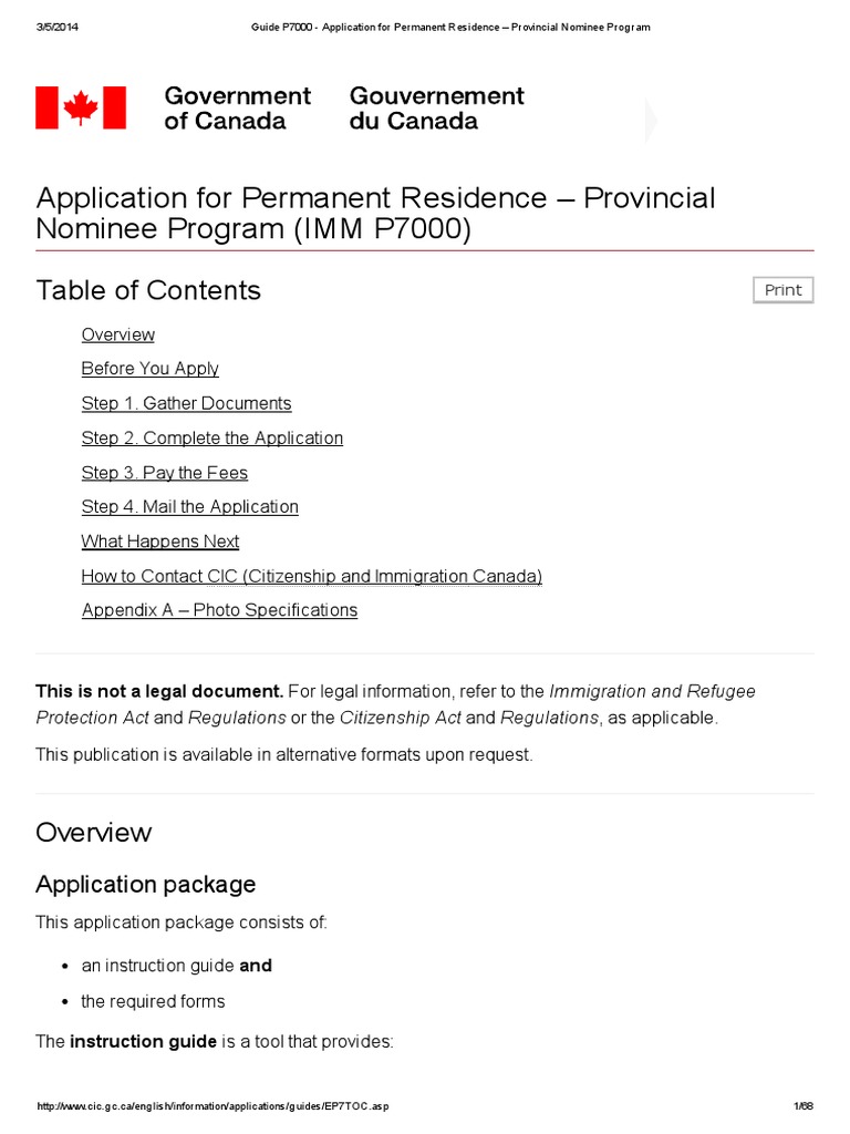 Guide P7000 - Application For Permanent Residence - Provincial Nominee ...