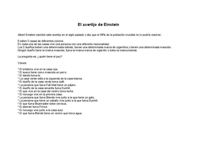 El Acertijo de Einstein | PDF