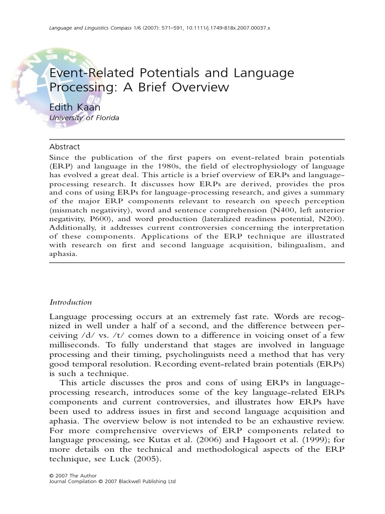 Event-Related Potentials and Language Processing: A Brief Overview ...
