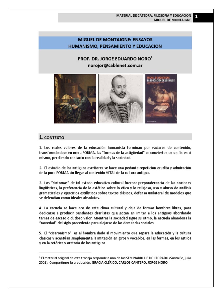 Montaigne: Humanismo, Pensamiento y Educación | PDF | Verdad | Michel ...