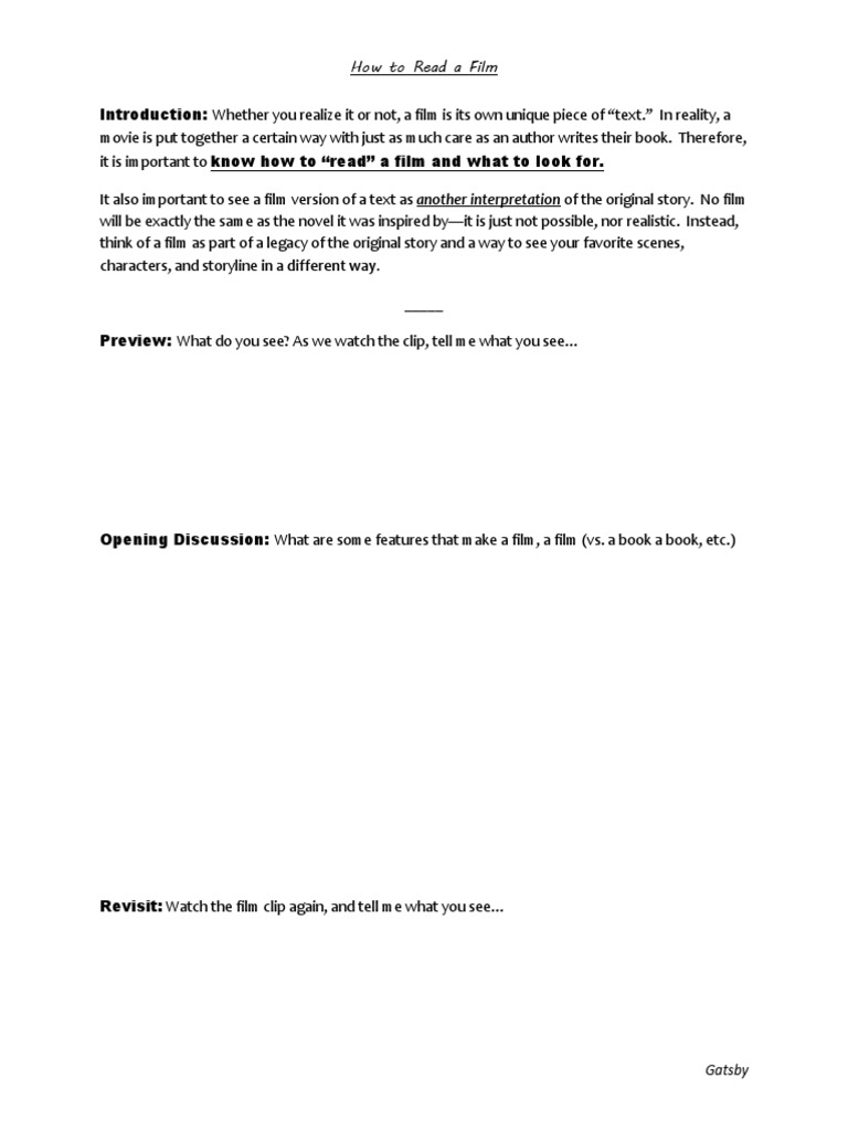 How To Read A Film Intro | PDF