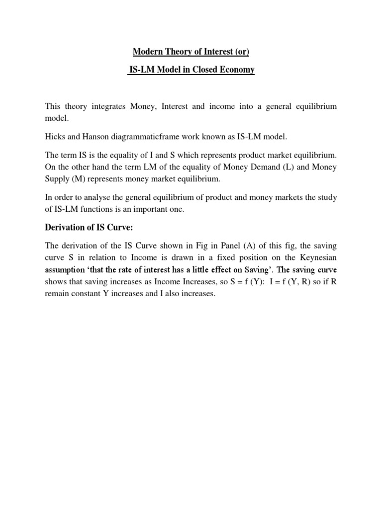 Modern Theory of Interest or Is | PDF | Economic Equilibrium | Economic ...