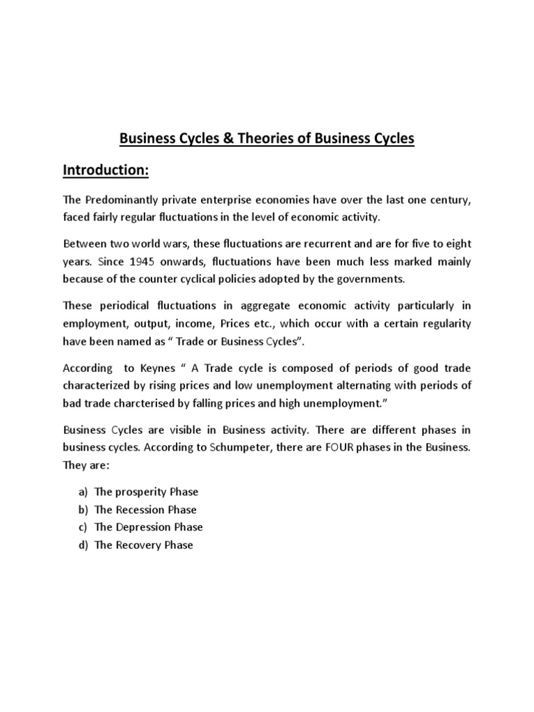 Business Cycles & Theories of Business Cycles | PDF | Business Cycle ...