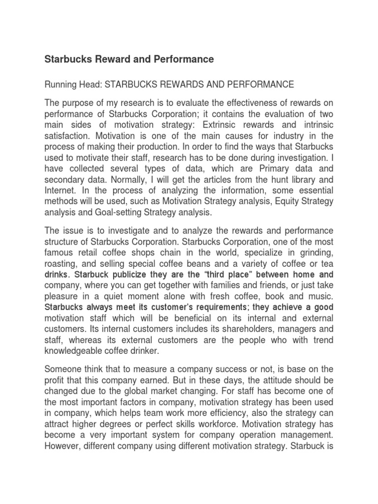 Starbucks Reward and Performance | PDF | Employee Benefits | Motivation