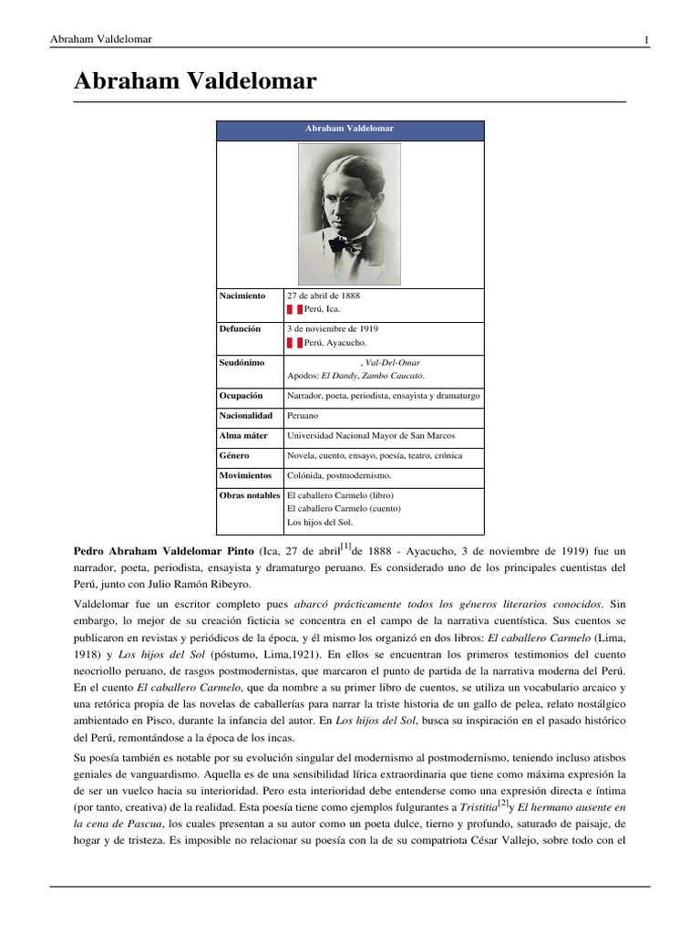Abraham Valdelomar | PDF | Clásicos
