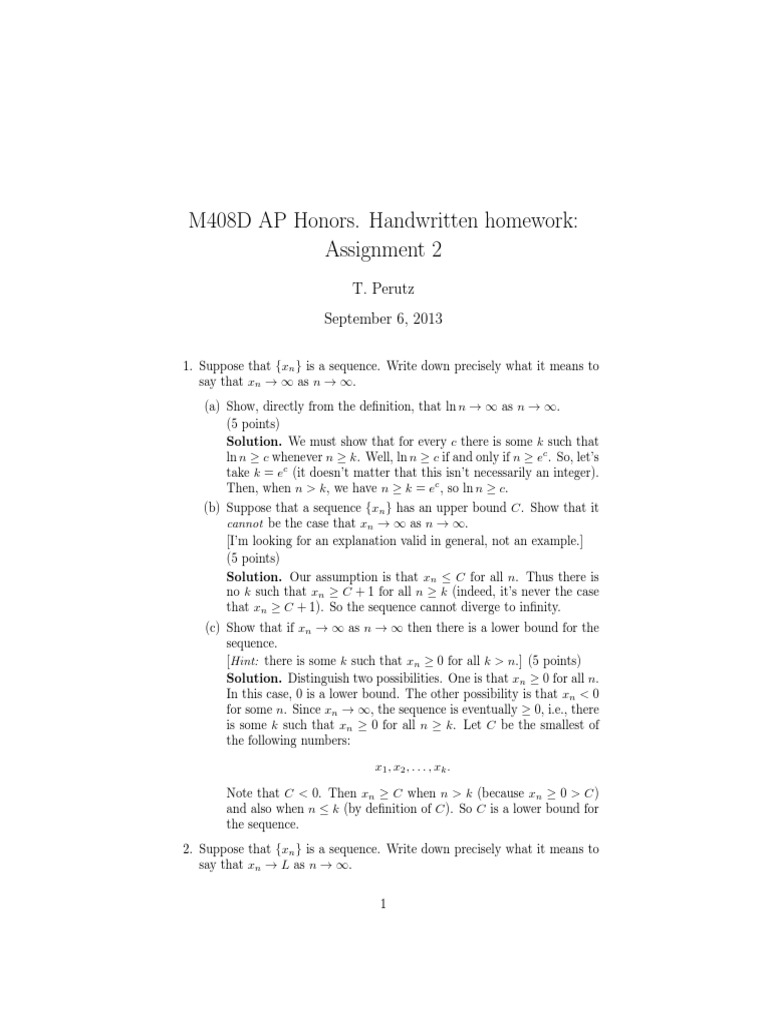 HW 2 Solution | Download Free PDF | Sequence | Infinity
