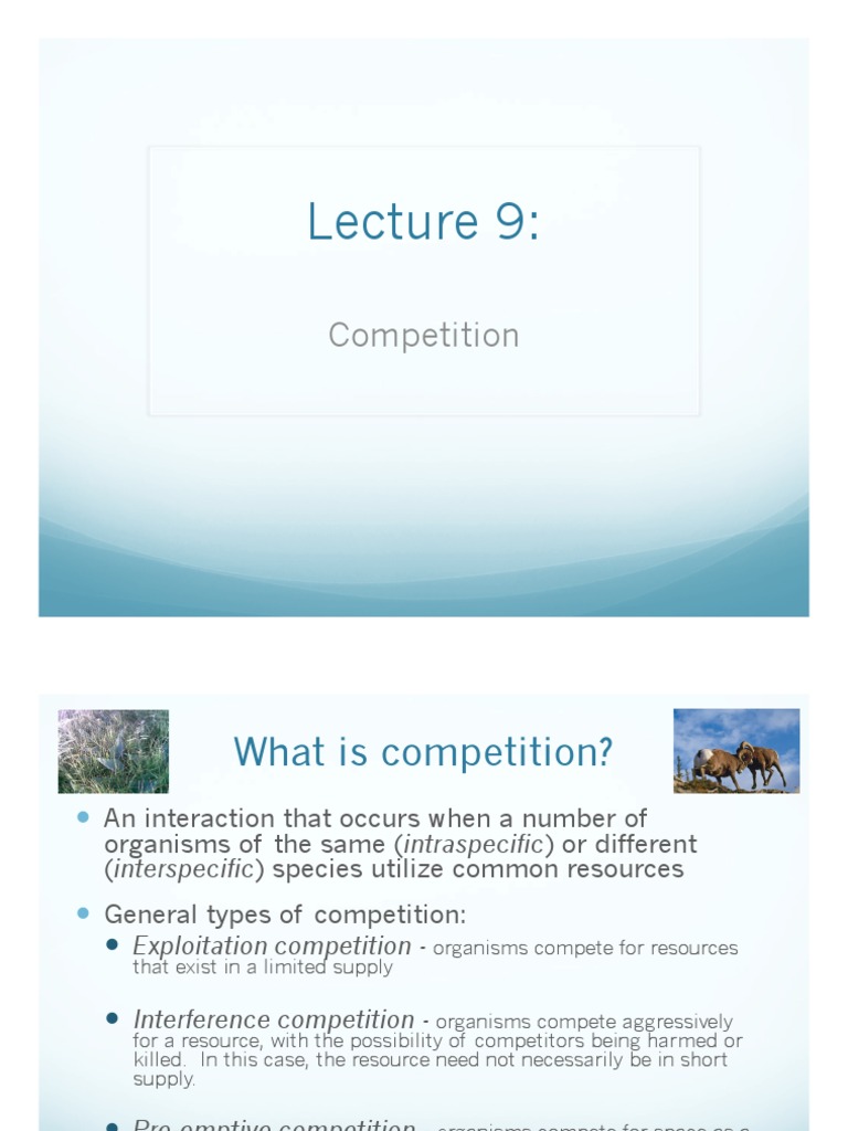 Lecture 09 Competition Ecology | PDF | Competition | Ecological Niche