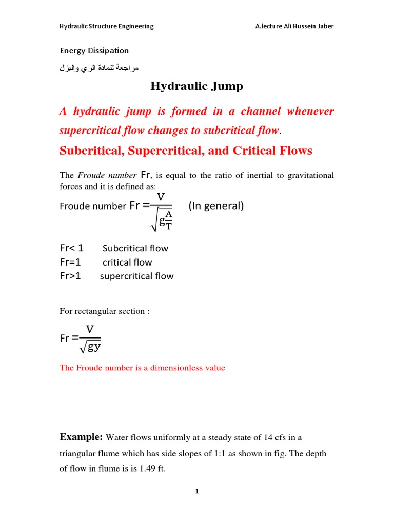 Hydrulic Jump Pdf Fluid Mechanics Gases
