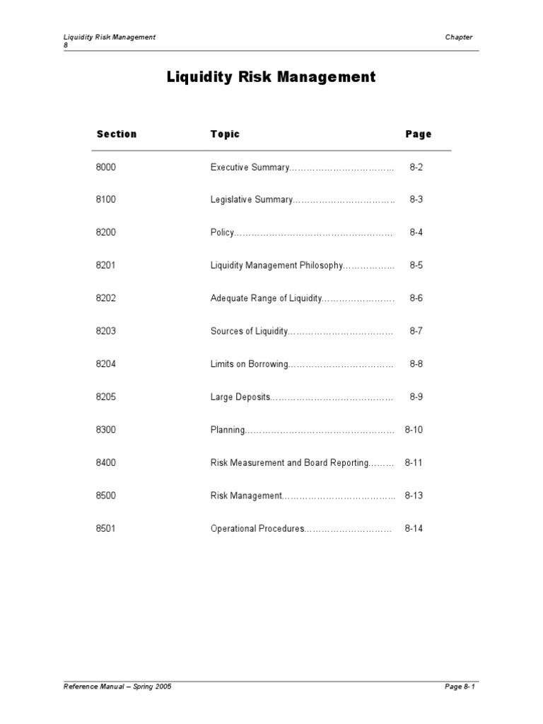 Liquidity Risk Management (Liquidity) | PDF | Market Liquidity | Credit ...