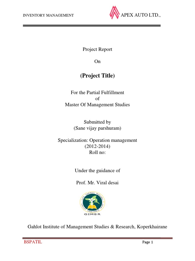 APEX AUTO LTD Final Report. | PDF | Metal Fabrication | Inventory