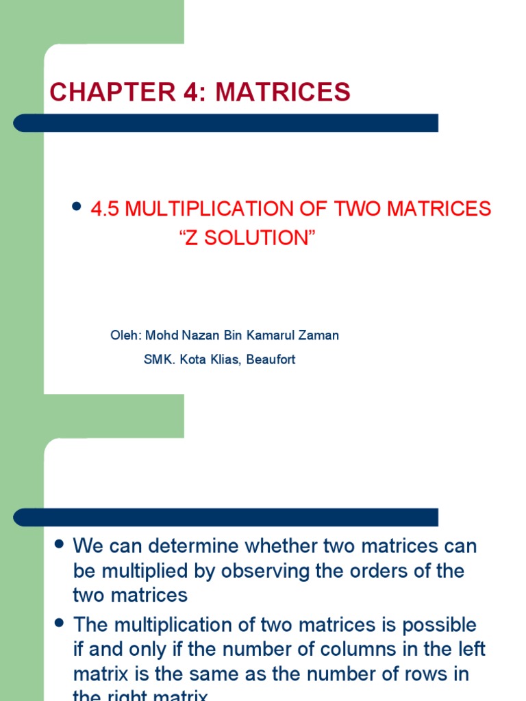 MATRICES | PDF | Matrix (Mathematics) | Numerical Analysis