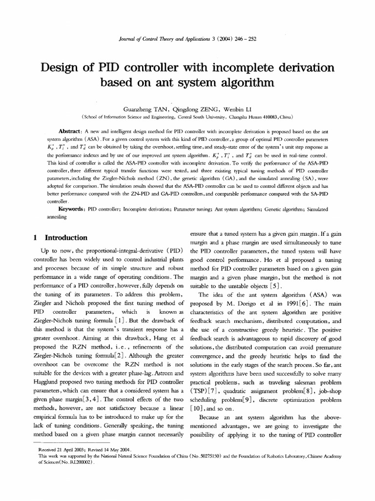 ASA-PID Controller Design Method | PDF | Control Theory | Mathematical ...