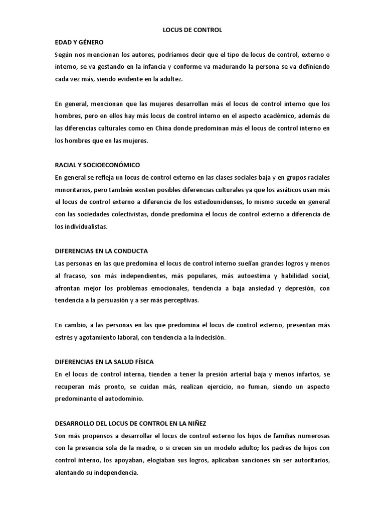 Locus de Control y Julian Rotter | PDF | Adultos | Sicología
