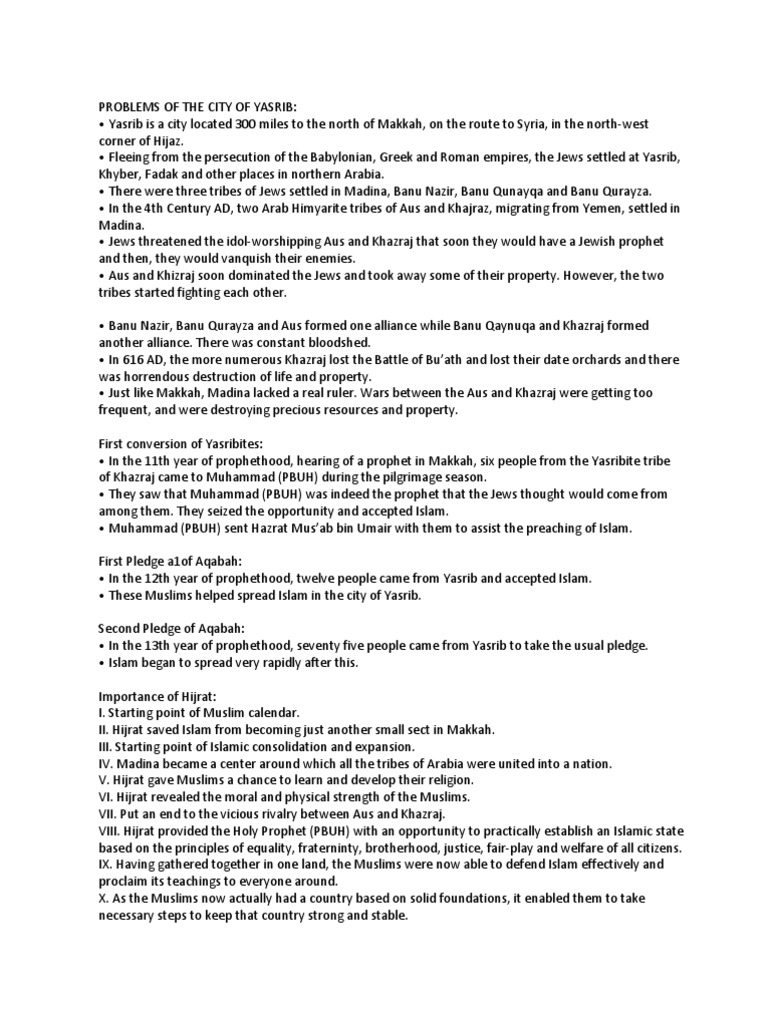 Problems of The City of Yasrib | PDF | Medina | Muhammad