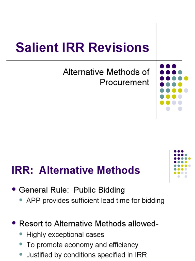 Revised IRR RA 9184 (Alternative Modes) | PDF | Procurement | Contractual Term