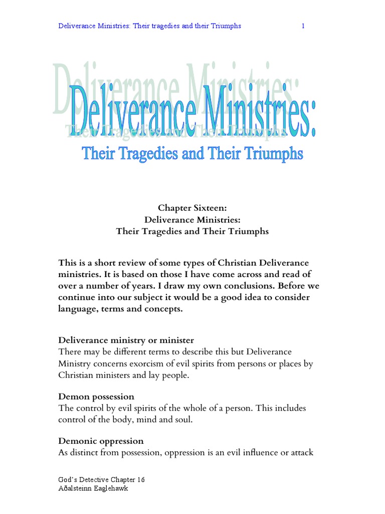 Understanding Deliverance Ministries | PDF | Deliverance Ministry ...