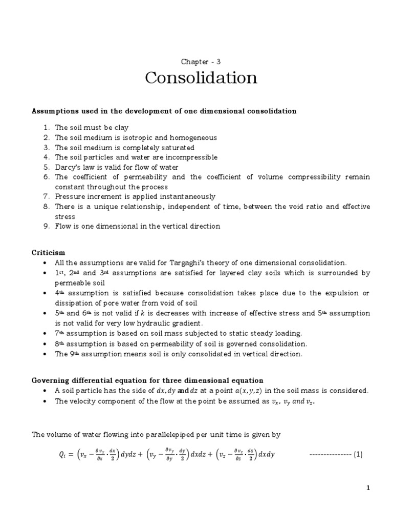 Lecture Note On Consolidation of Soil | PDF | Fluid Dynamics | Soil ...