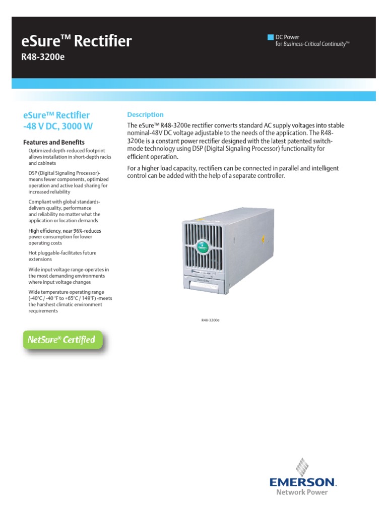 NetSure701 R48 3200e DataSheet | PDF | Rectifier | Digital Signal ...