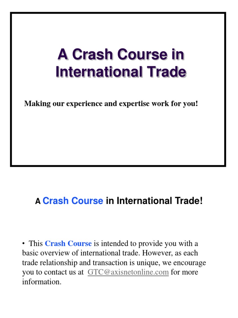 Crash Course in International Trade | PDF | Letter Of Credit | Credit ...