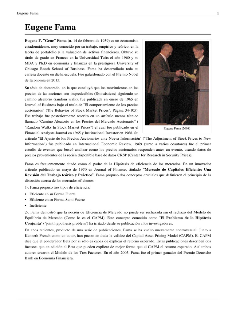 Eugene Fama | PDF | Dinero | Academia
