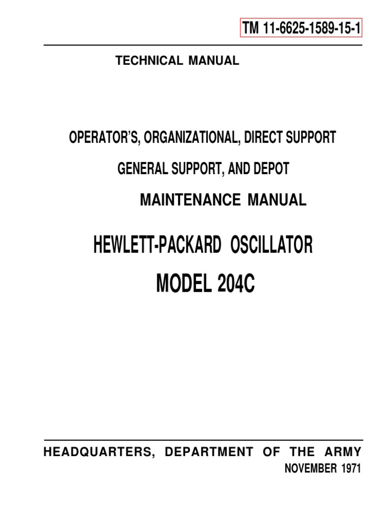 Maintaining Hewlett-Packard Oscillator Model 204C | PDF | Feedback | Hertz
