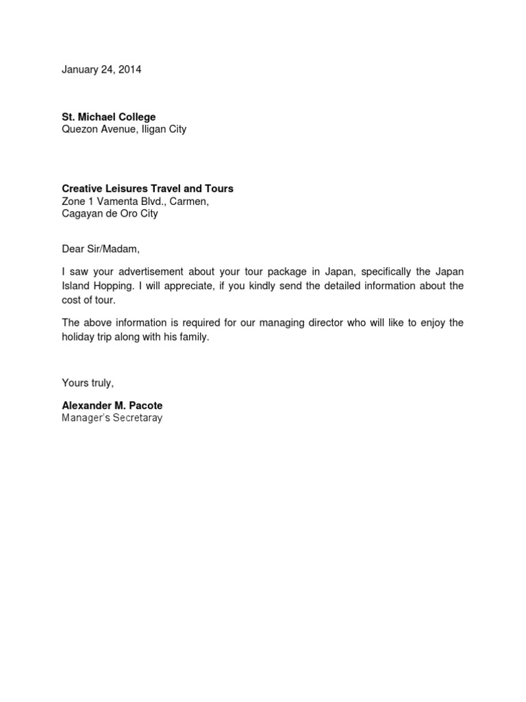 Letter of Inquiry | Computer Architecture | Office Equipment