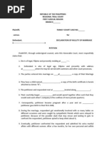Petition For Annulment Sample | PDF | Intimate Relationships | Marriage