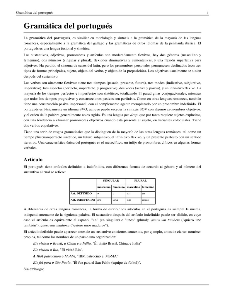Gramática Del Portugués | PDF | Unidades Semánticas | Lenguas de Europa
