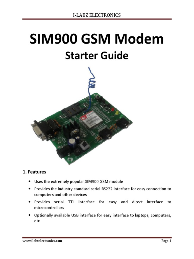 SIM900 GSM Modem - Starter Guide1 | PDF | Electrical Connector | Modem