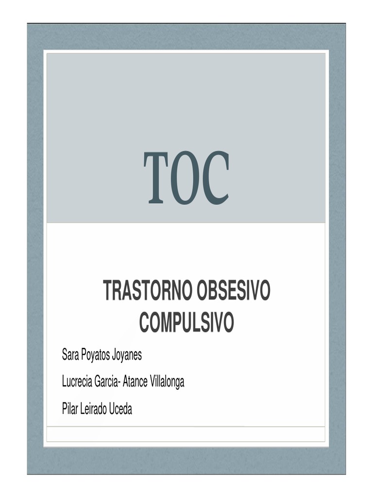 Toc - Segun Cie10 y Dsm4 | PDF | Desorden obsesivo compulsivo | Ansiedad