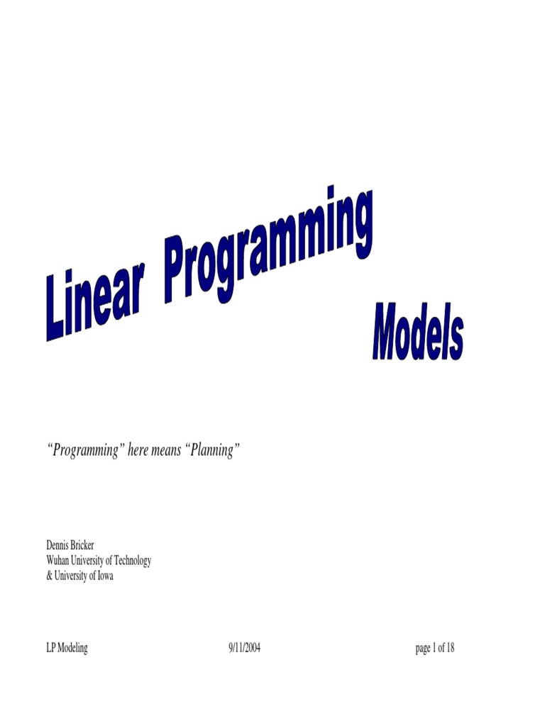 LP Modeling | PDF | Linear Programming | Numerical Analysis