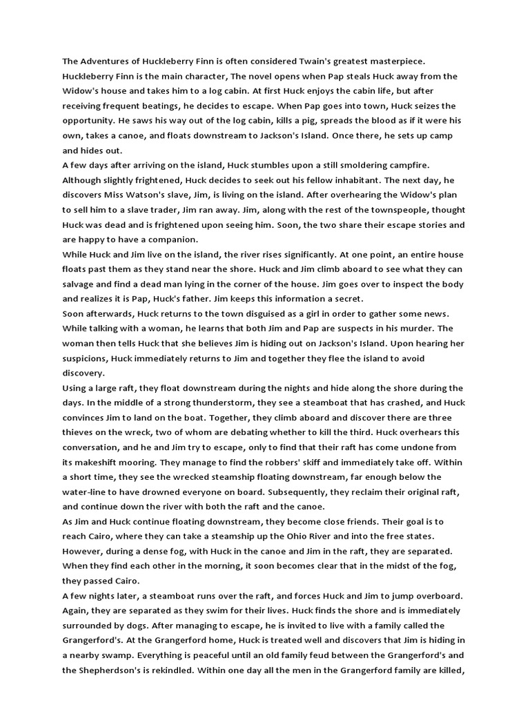 The Adventures of HUckleberry FInn. Project in Eng | PDF | Adventures ...