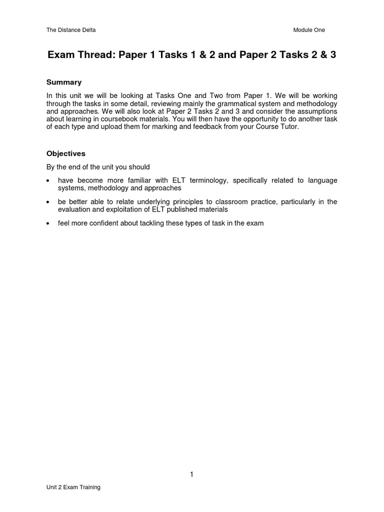 DELTA Exams Training Section 1 | PDF | Subject (Grammar) | Verb