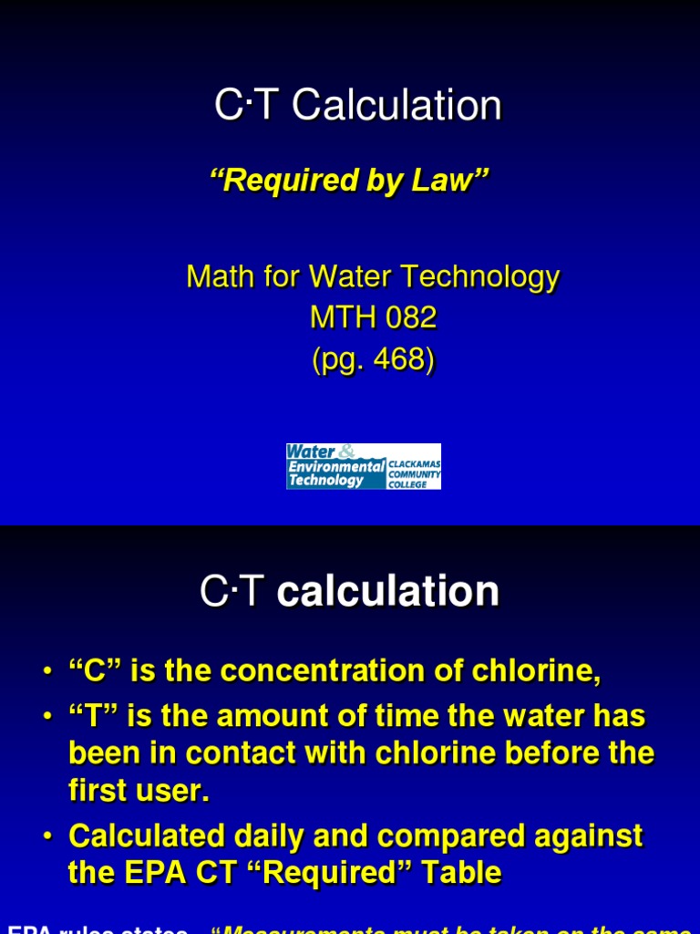 CT Calculation | PDF | Disinfectant | Water Purification