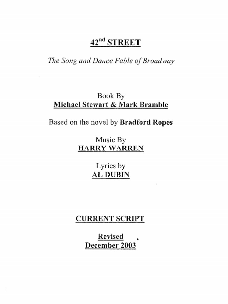 42nd ST Script Act 1 Scene 1 To Act 1 Scene 6 | PDF
