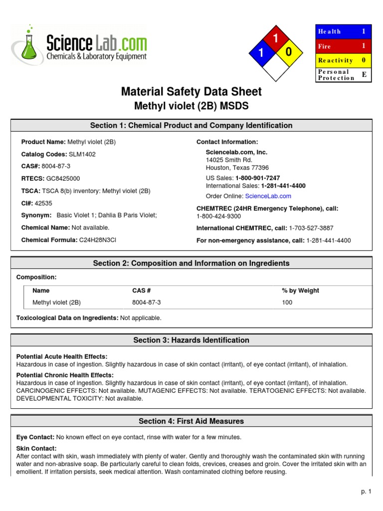 Methyl Violet 2B | PDF | Toxicity | Biodegradation