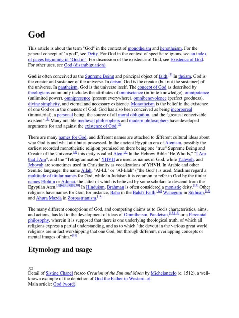 Etymology and Usage: God Is Often Conceived As The | PDF | Existence Of ...
