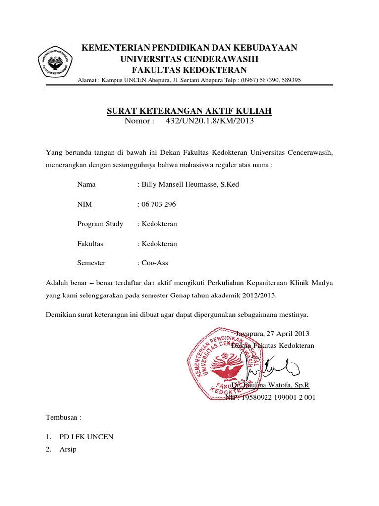 Surat Aktif Kuliah | PDF