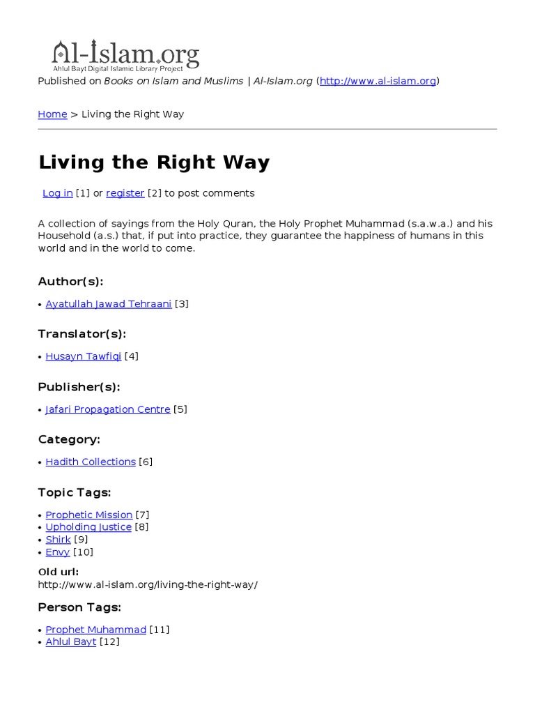 Living The Right Way | PDF | Patience | Sin