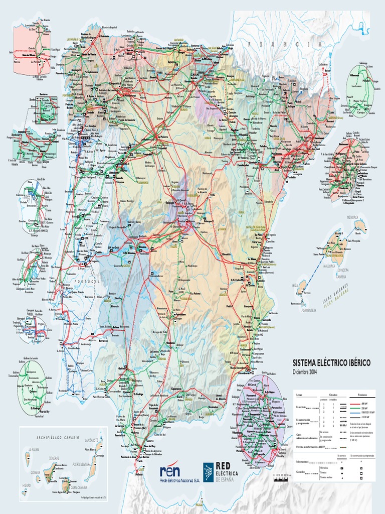 Mapa Sistema Eléctrico Ibérico 2004 PDF | PDF | Electromagnetismo ...