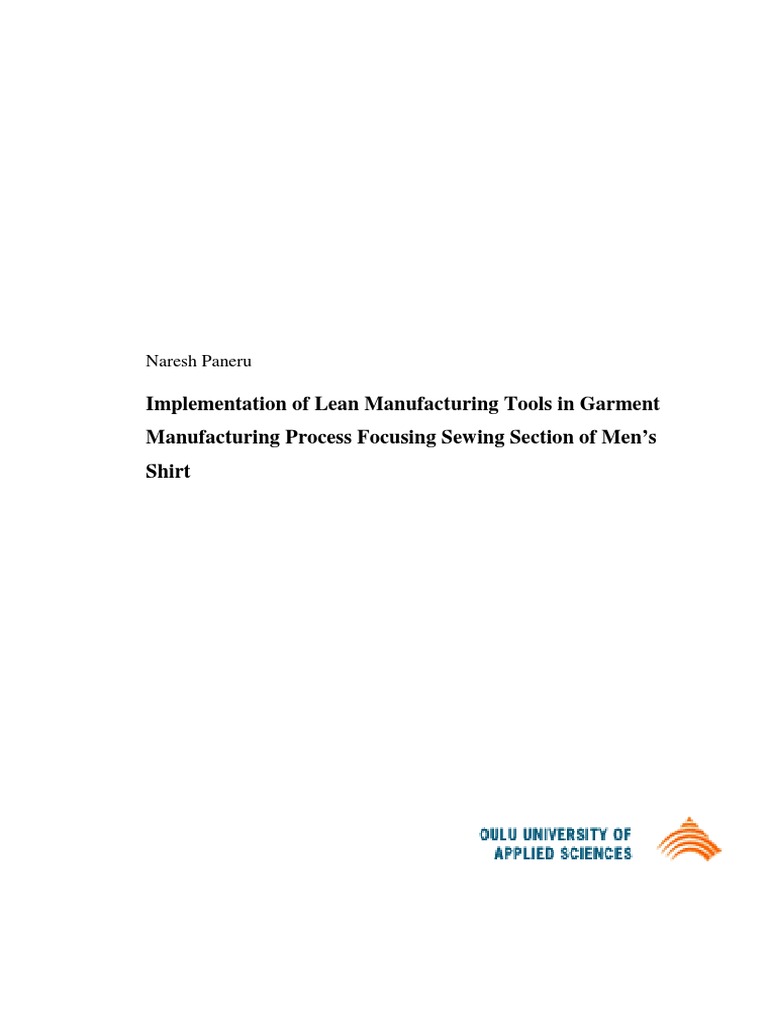 Implementation of Lean Manufacturing Tools in Garment Manufacturing Process Focusing Sewing ...
