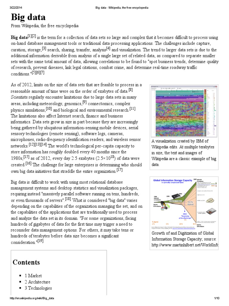 Big Data - Wikipedia, The Free Encyclopedia | PDF | Big Data | Map Reduce