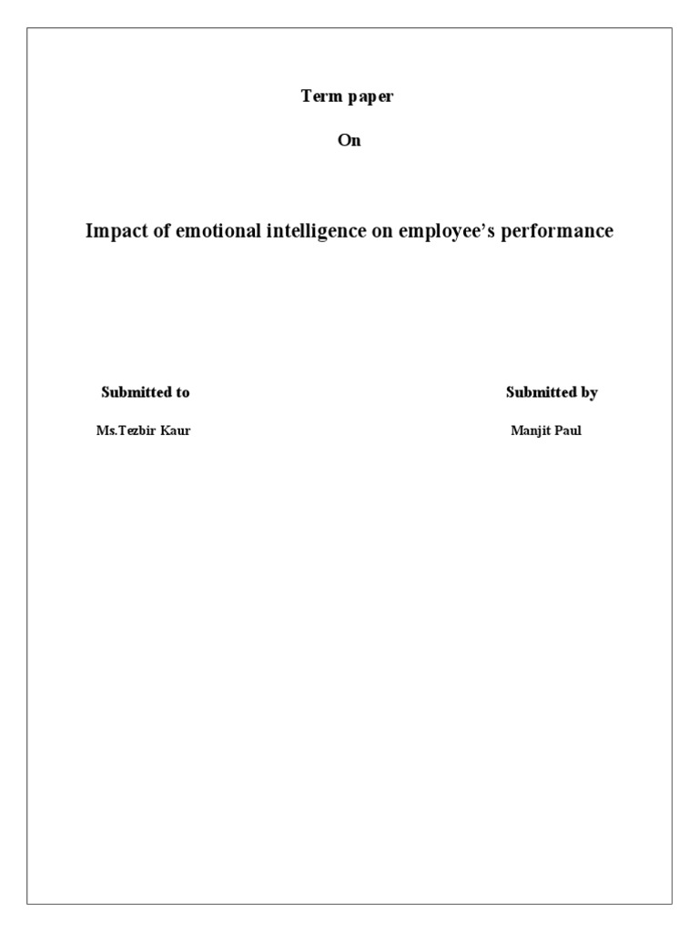 Emotional Intelligence's Impact on Performance | PDF | Emotional ...