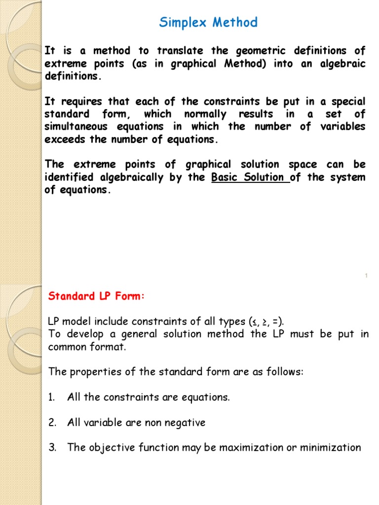 Simplex Method in OR | PDF | Mathematics Of Computing | Equations