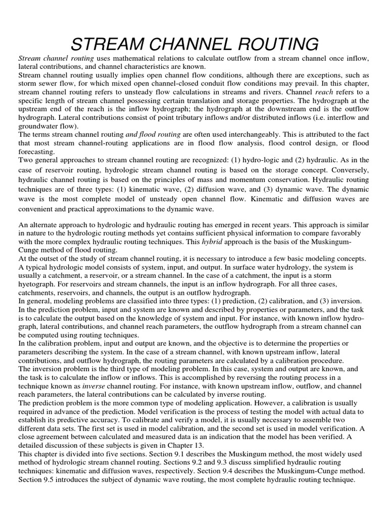 Stream Channel Routing | PDF | Flood | Hydrology