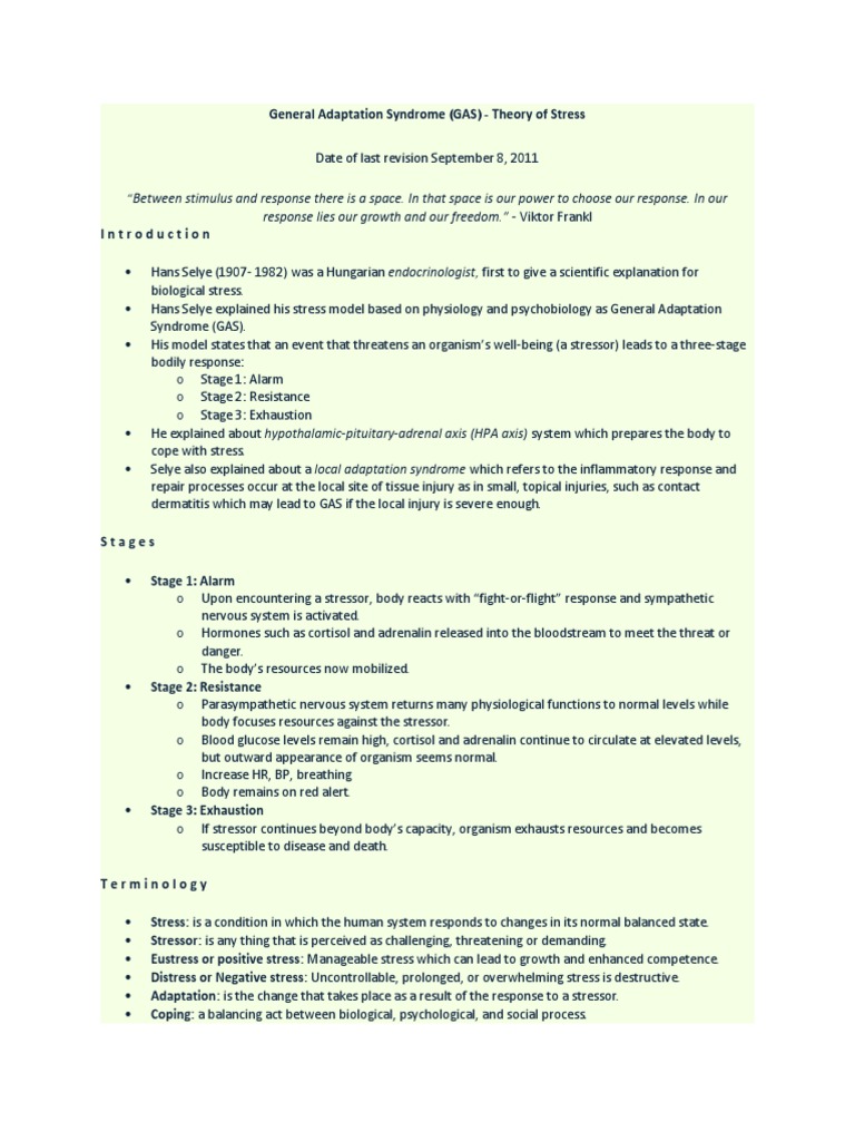 Understanding General Adaptation Syndrome | PDF | Stress (Biology ...