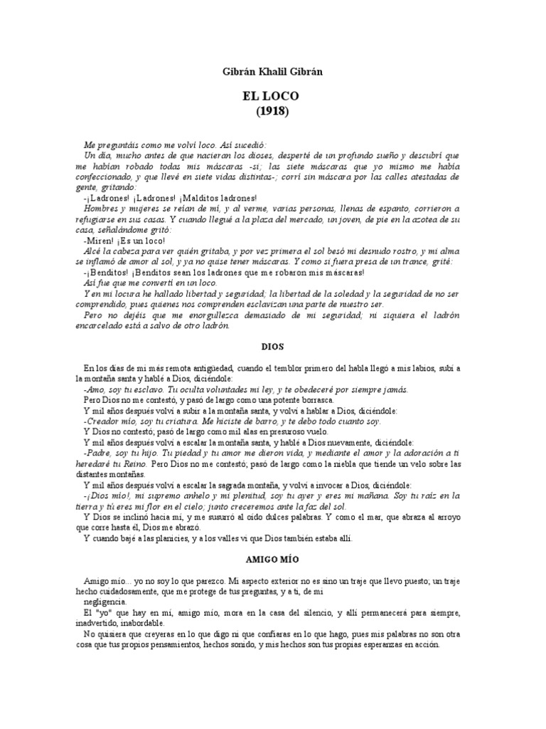 Gibrán Khalil Gibrán - El Loco | PDF