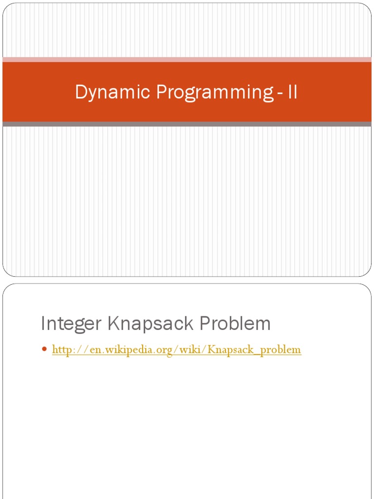 Dynamic Programming - II | PDF | Dynamic Programming | Computer Programming