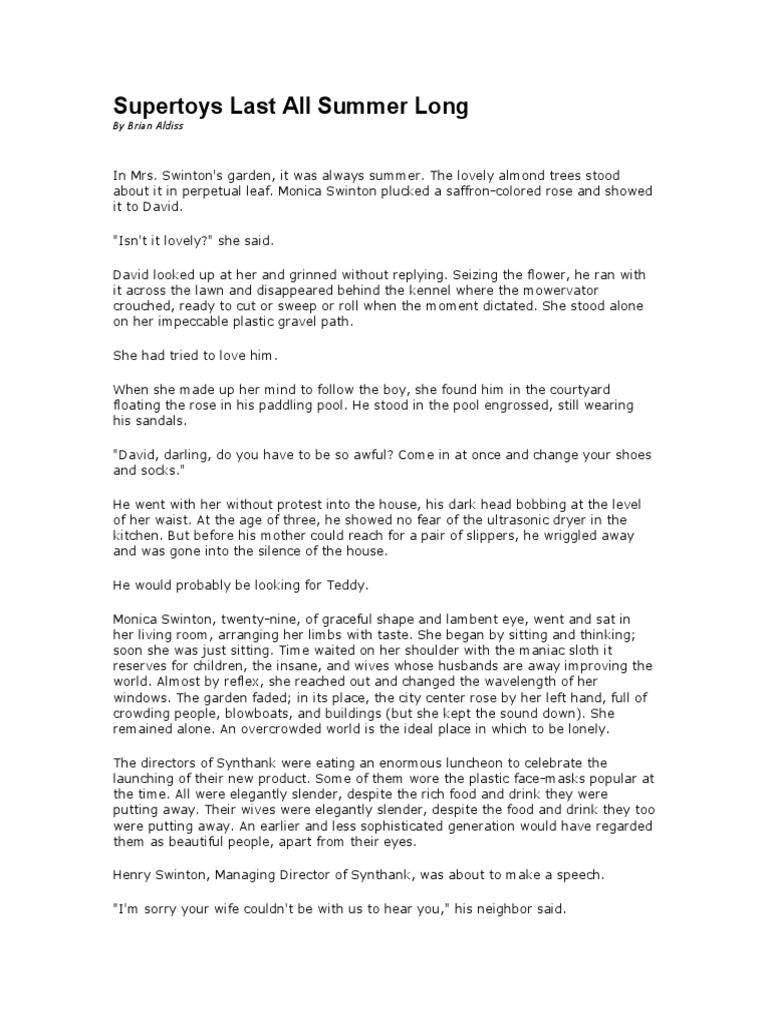 Aldiss, Brian - Supertoys Last All Summer Long | PDF | Nature