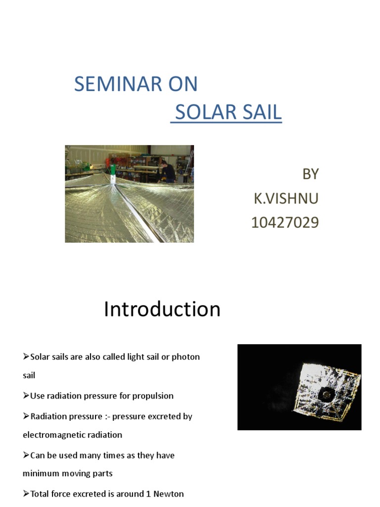 Seminar On Solar Sail | PDF | Physical Quantities | Motion (Physics)